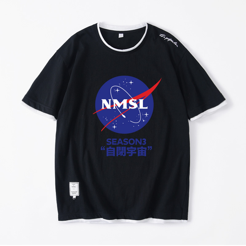 nmsl自闭宇宙非nmslofficiaT恤短袖小清新假两件衣服男女圆领_虎窝淘