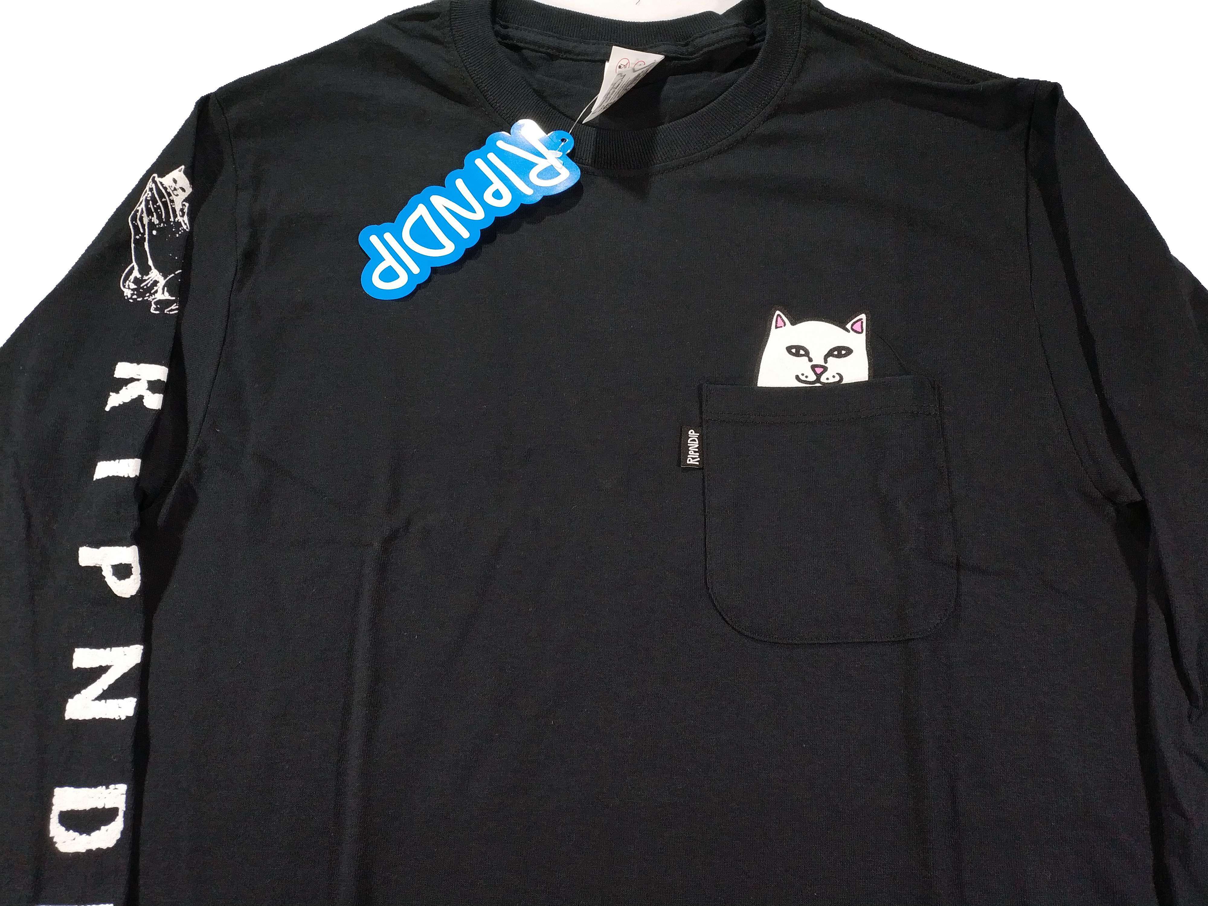 【现货】RIPNDIP Lord Nermal Long Sleeve口袋贱猫猫咪长袖Tee_虎窝淘