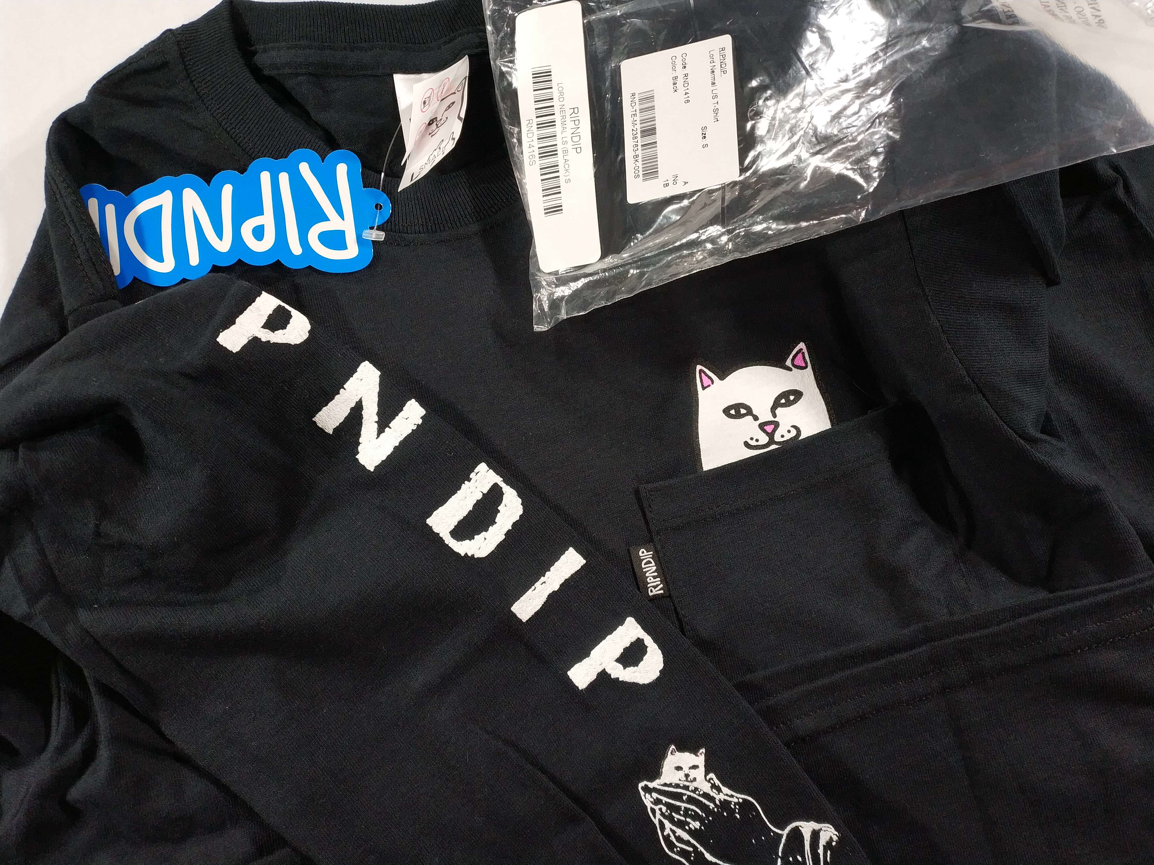 【现货】RIPNDIP Lord Nermal Long Sleeve口袋贱猫猫咪长袖Tee_虎窝淘