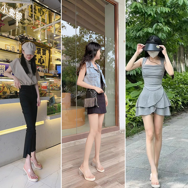 Sticky-soled waterproof platform transparent high heels for women 2025 ...