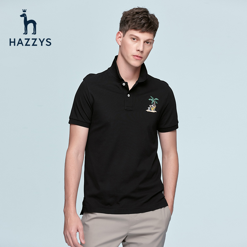 【安心抗菌】Hazzys哈吉斯夏季男士短袖T恤韩版时尚宽松polo衫潮_虎窝淘