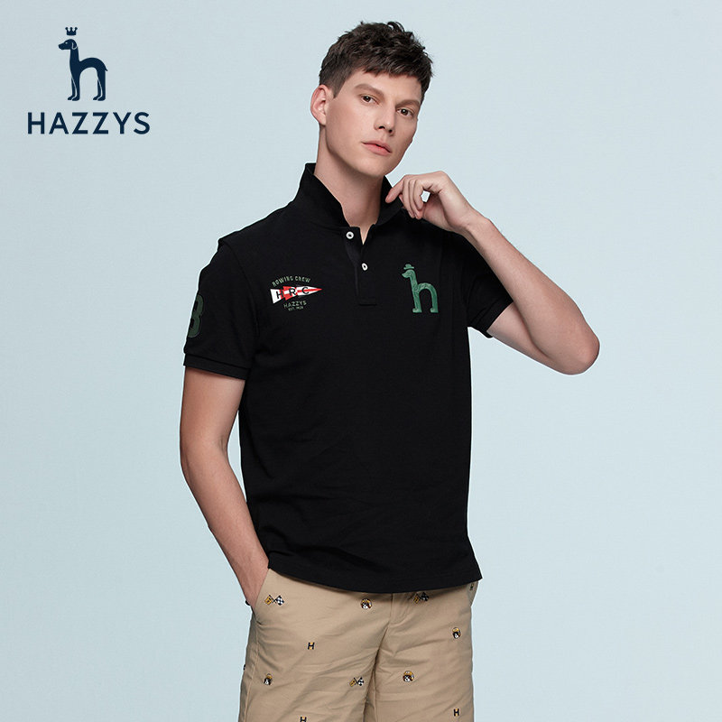 Hazzys哈吉斯夏季新品男士休闲polo衫韩版时尚商务T恤男潮流男装_虎窝淘