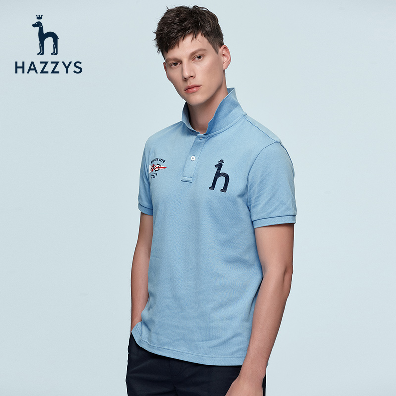 Hazzys哈吉斯夏季新品男士休闲polo衫韩版时尚商务T恤男潮流男装_虎窝淘