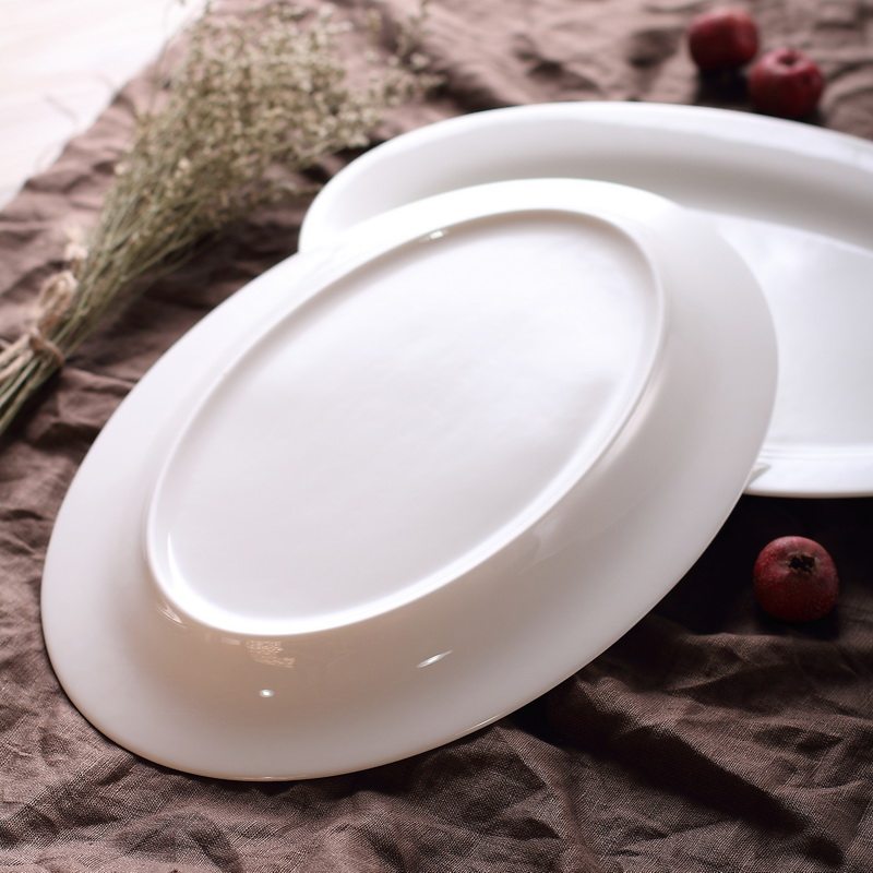 鱼盘陶瓷纯白无铅骨瓷日式椭圆方形盘子家用餐具创意菜盘水果盘_虎窝淘
