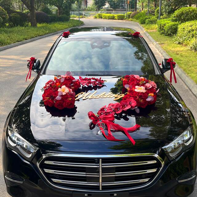 Xiaohongshu creative main wedding car decoration front flower full set ...