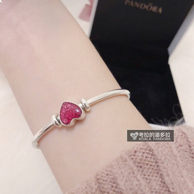 Pandora潘多拉LOGO开口手镯925银596477送女友情人节新年生日礼物_虎窝淘