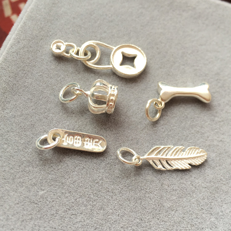 s925纯银素银挂件吊坠泰银配件手工DIY水晶手链项链饰品配饰材料_虎窝淘