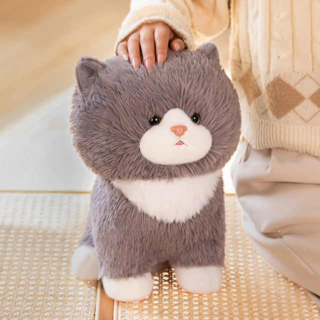Simulation cat plush toy, cute and barking white cat doll, soothing rag ...