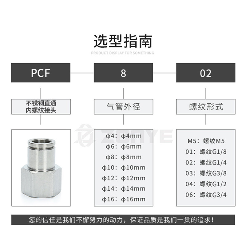 304不锈钢快插气管接头气动快速接头内螺纹直通PCF8-02mm高温高压_虎窝淘
