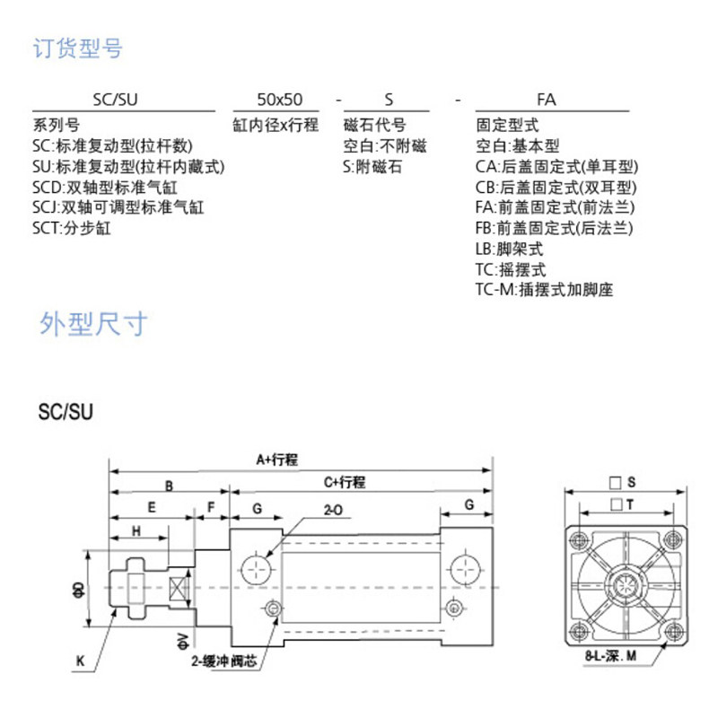 标准气缸亚德客型SC50*25x50/75/100/150/175/200-S附磁非标定做_虎窝淘