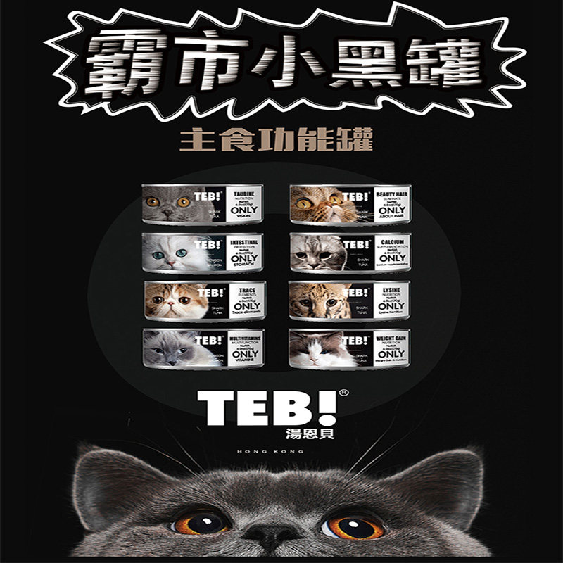 TEB汤恩贝猫罐头小黑罐猫咪主食罐170g*8罐成幼猫营养增肥湿粮包_虎窝淘
