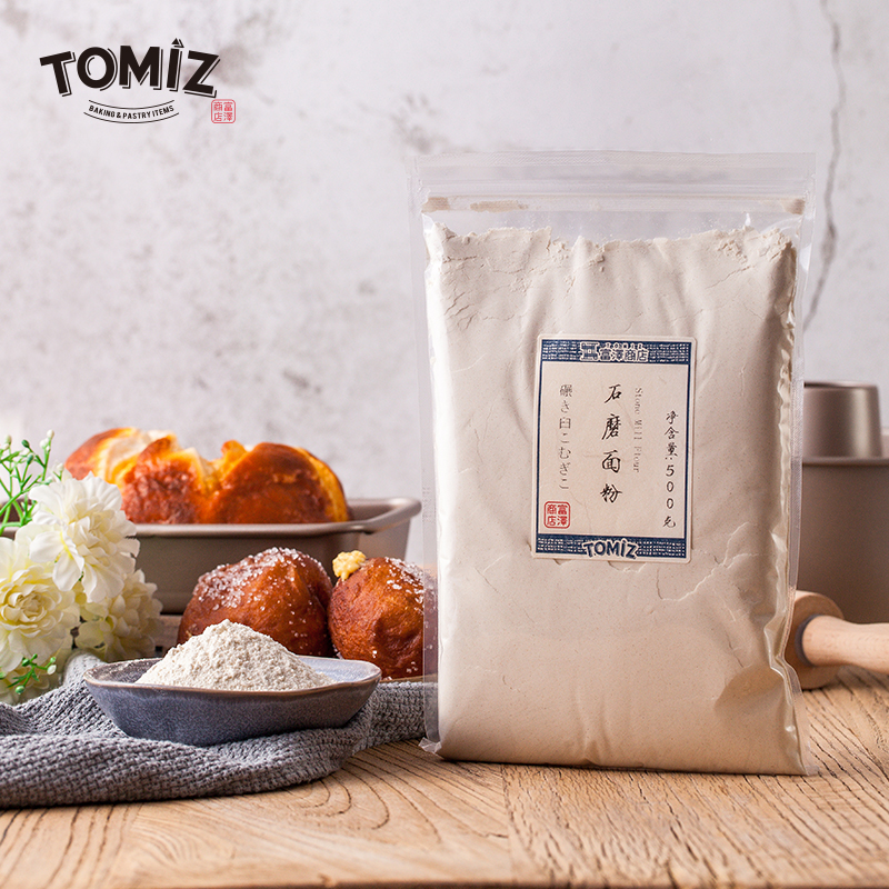 TOMIZ富泽商店石磨面粉绿黑小麦粉500g面条馒头烘焙原料面包粉_虎窝淘