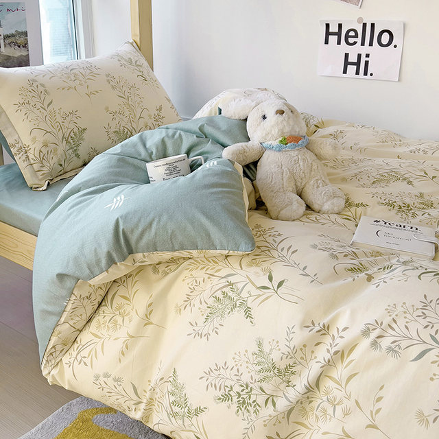 College student dormitory bed three-piece set 100 pure cotton sheets ...
