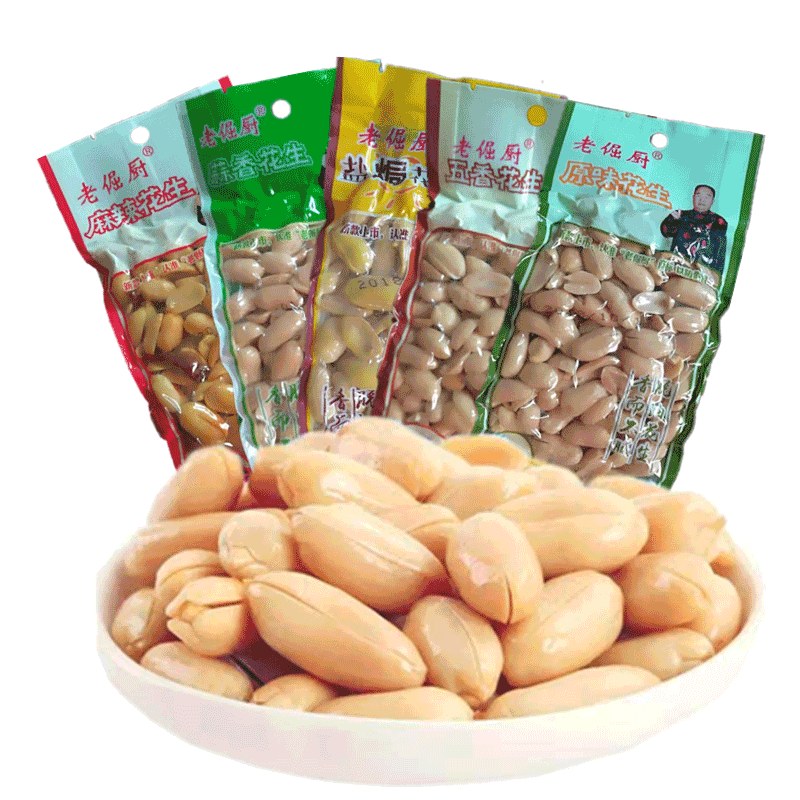 老倔厨麻辣蒜香五香原味盐焗花生米炒多味大粒花生108g*8袋包邮_虎窝淘