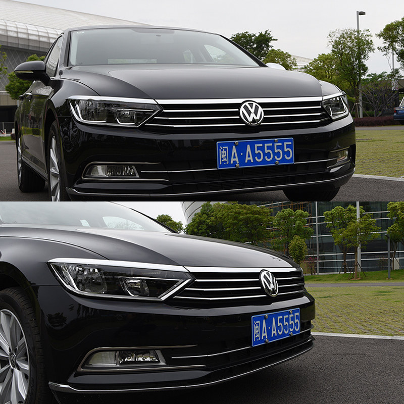 迈腾b8改装17-18款新迈腾蔚揽灯眉中网机盖亮条改装大灯全黑饰条_虎窝淘