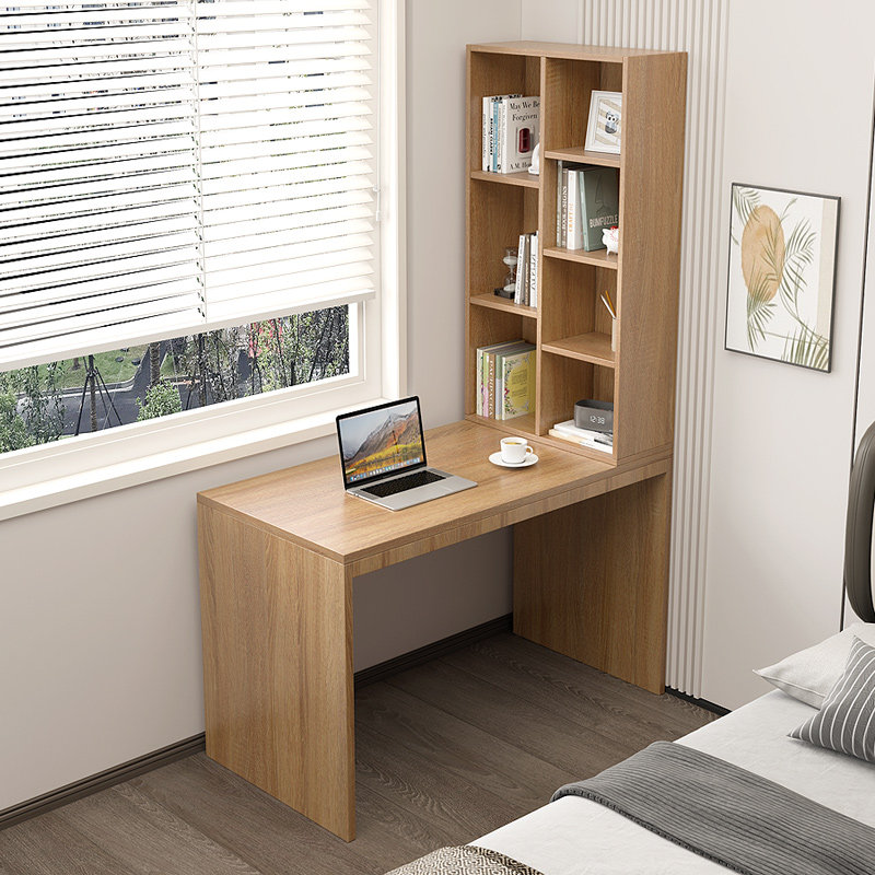 台式电脑桌书架组合家用写字桌卧室书桌书柜一体转角办公桌经济型_虎窝淘
