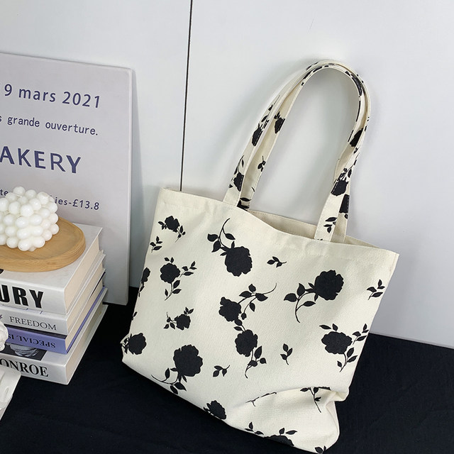 Canvas bag for women, summer design, niche, large capacity, zipper ...