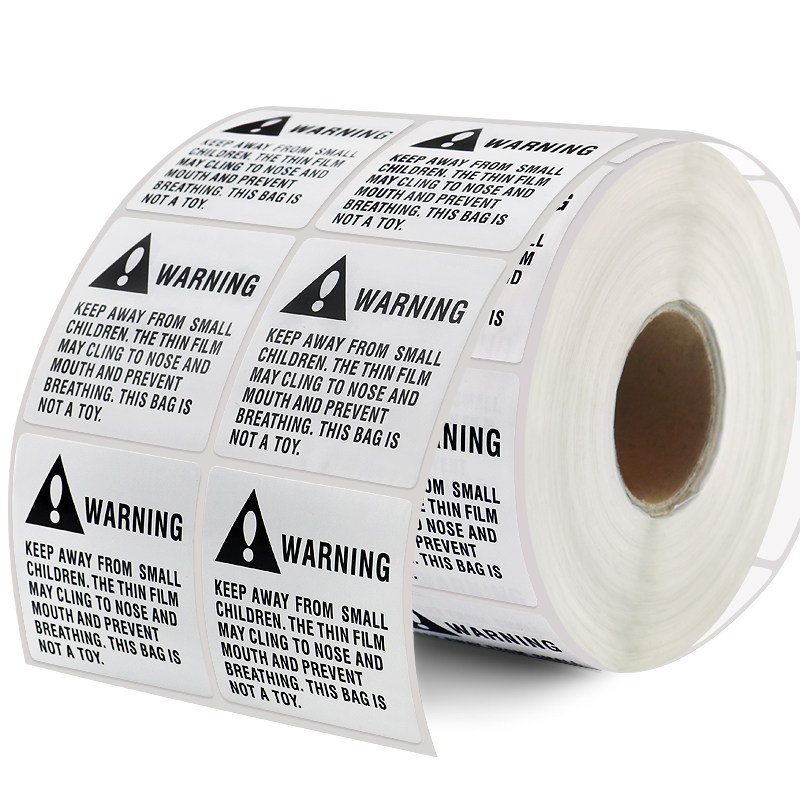【火鸡】警示语标签现货5CM方形英文版亚马逊Warning塑料袋警告贴纸外箱警示标签可定制_虎窝淘