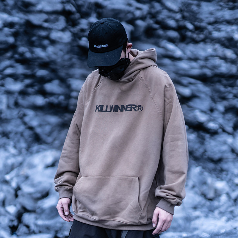 killwinner潮流百搭印花连帽卫衣国潮ins套头运动情侣连帽衫上衣_虎窝淘