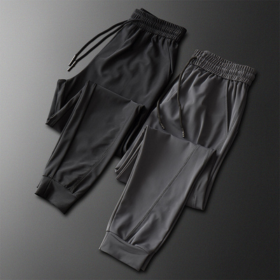 冰丝男裤夏季薄款裤子男士休闲裤夏天速干运动裤宽松弹力束脚卫裤