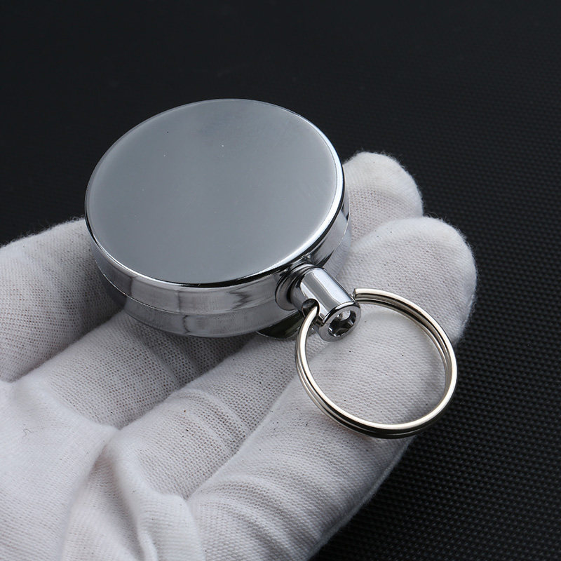 伸缩钥匙扣不锈钢钢索钥匙链防丢钢丝绳钥匙圈防盗自动回弹易拉扣_虎窝淘