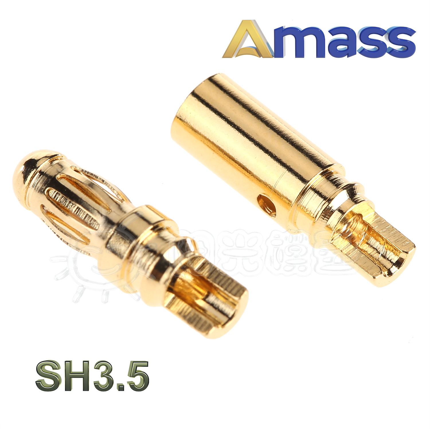 Amass SH3.5镀金香蕉插头直流电机连接器三芯端子_虎窝淘