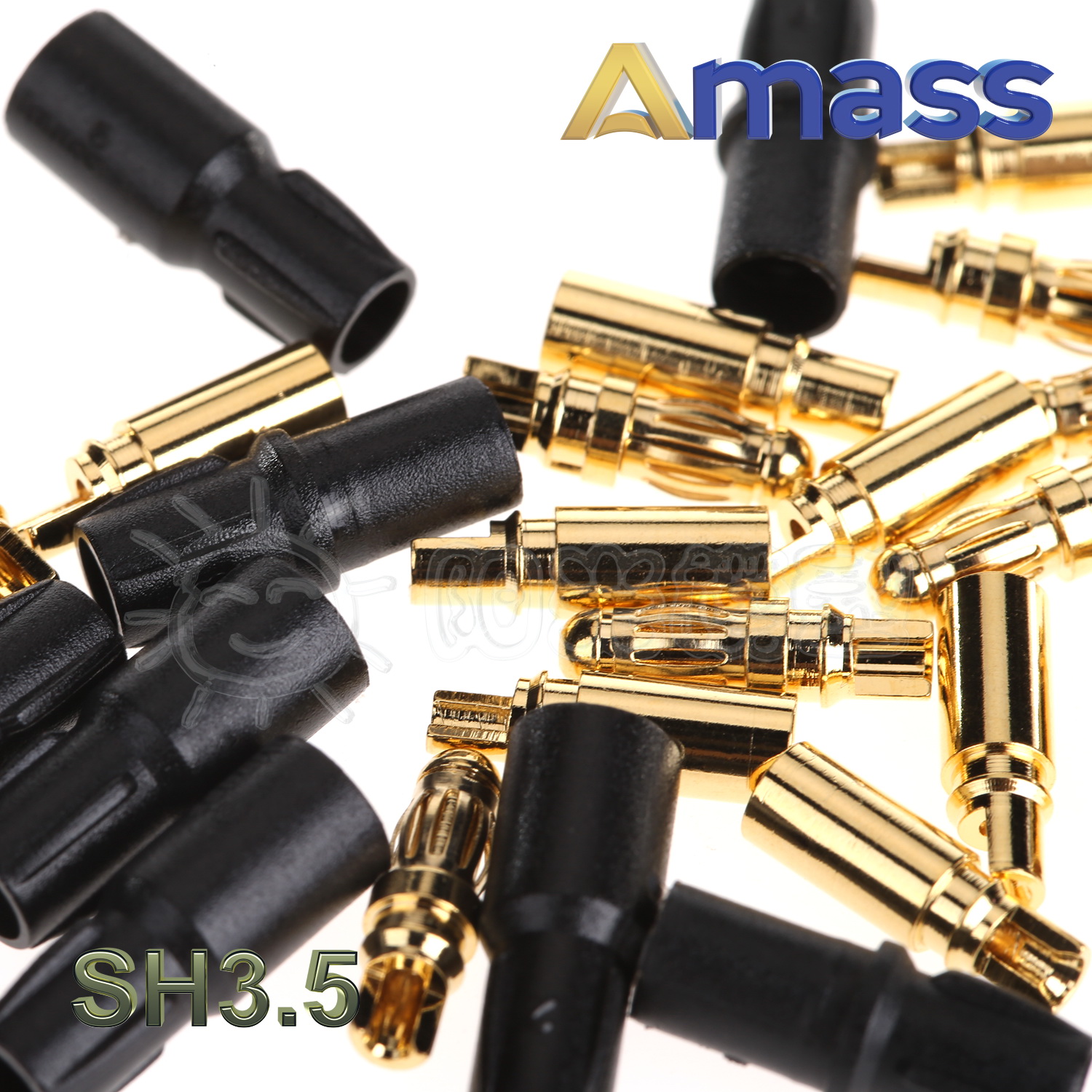 Amass SH3.5镀金香蕉插头直流电机连接器三芯端子_虎窝淘