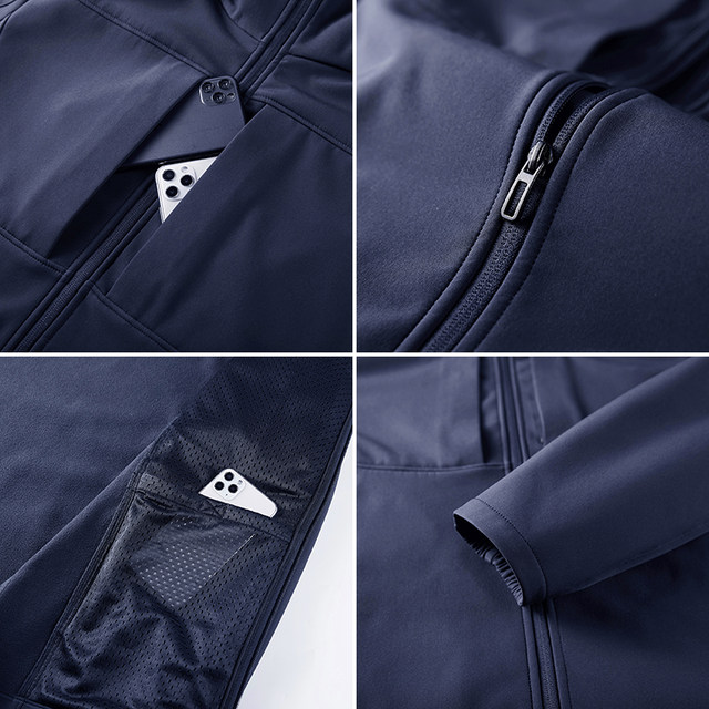 Outdoor soft shell jacket men's spring and autumn fleece large size ...