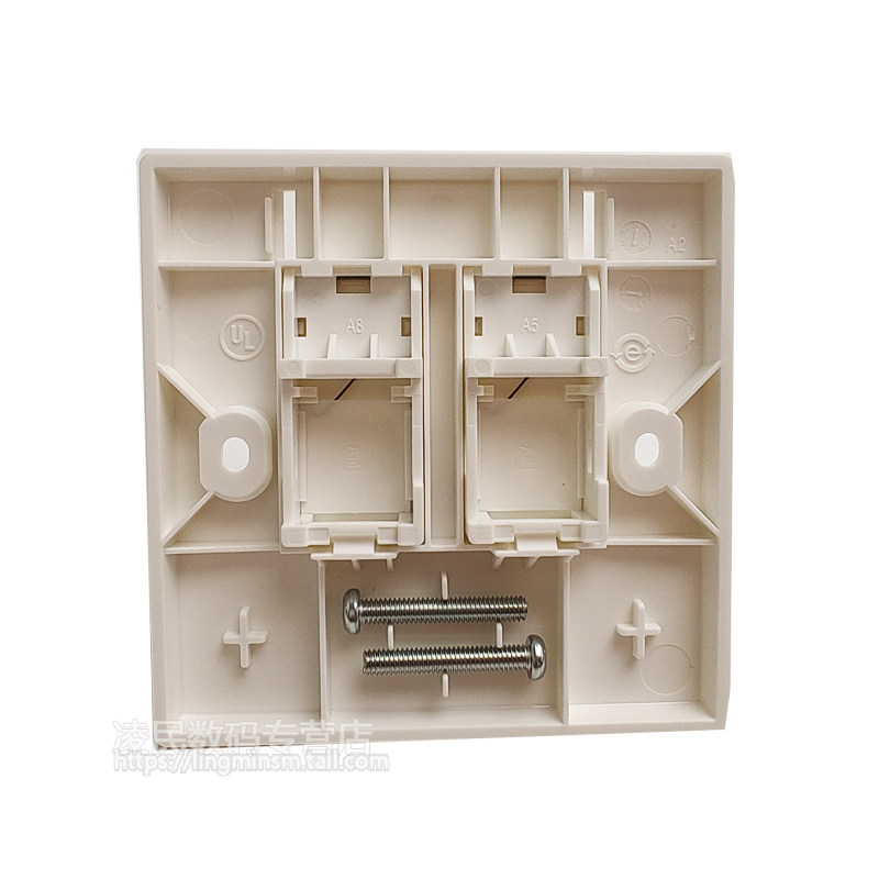 康普安普AMP双口面板86型760249251二位平口RJ45电脑网线接口网络信息插座FPS-BS-2P-W【不含模块】_虎窝淘