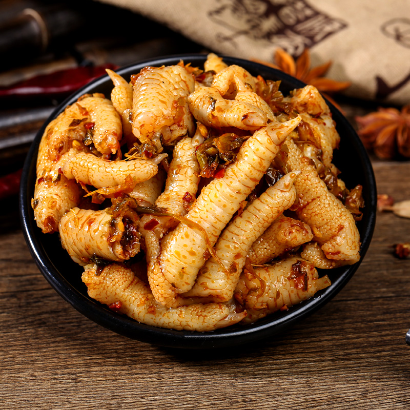 有友泡椒凤爪鸡爪子椒香酸菜味酸辣休闲追剧鸡爪子小零食95g*3袋_虎窝淘