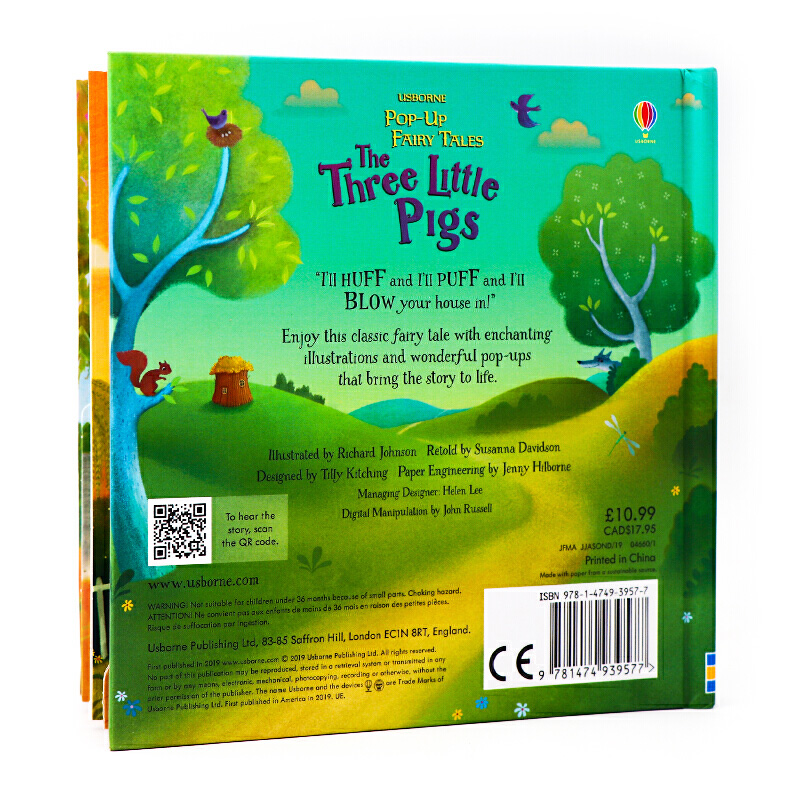 三只小猪英文原版 Usborne Pop-Up Fairy Tales Three Little Pigs经典童话故事绘本儿童英语趣味3D视觉 ...