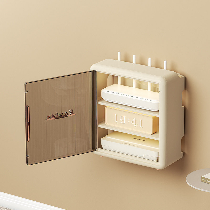 wifi路由器收纳盒壁挂式无线光猫电视机顶盒置物架插排电线放置架_虎窝淘