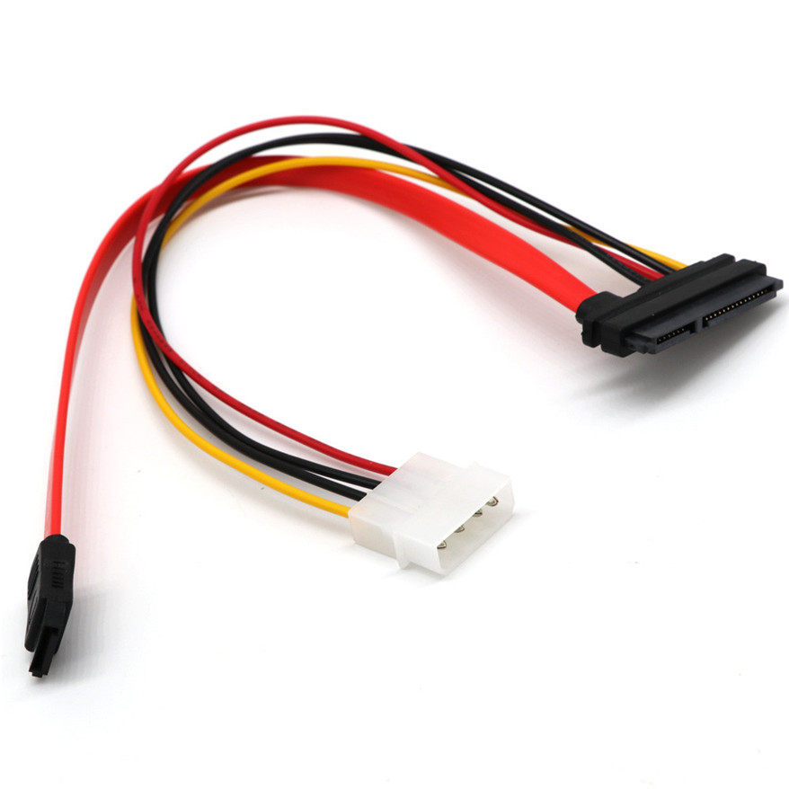 SATA Combo 15 Pin Power and 7 Pin Data Cable 4 Pin Molex to_虎窝淘