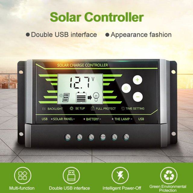 Multi-Protection Portable Solar Controller 12V/24V Double US_虎窝淘