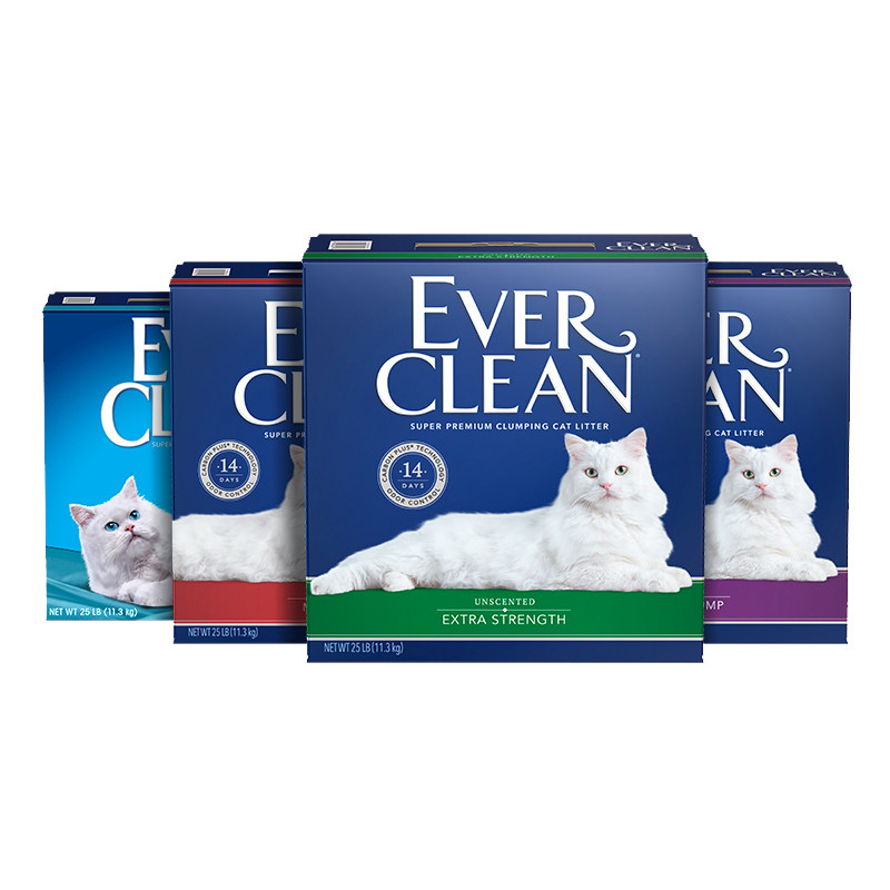 美国进口EverClean铂钻猫砂25磅活性炭除臭无尘膨润土蓝紫标10kg_虎窝淘