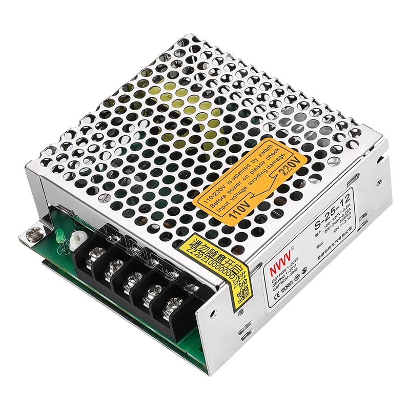 明伟LED开关电源S-25W-24V12V监控电源LED灯220V转直流DC铁壳_虎窝淘