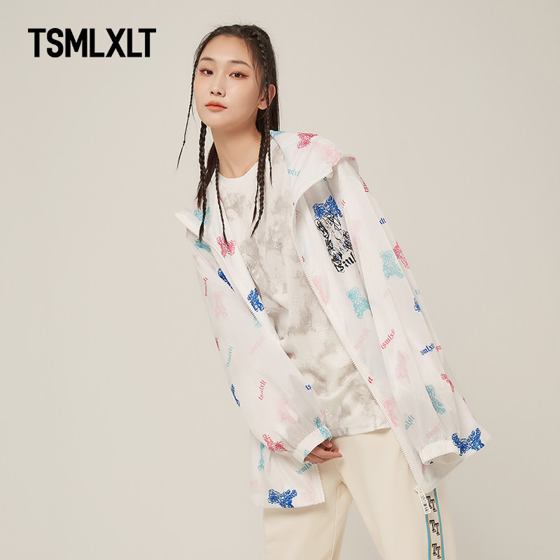 TSMLXLT【TT Bear系列】潮牌时尚上衣个性印花上衣宽松连帽夹克_虎窝淘