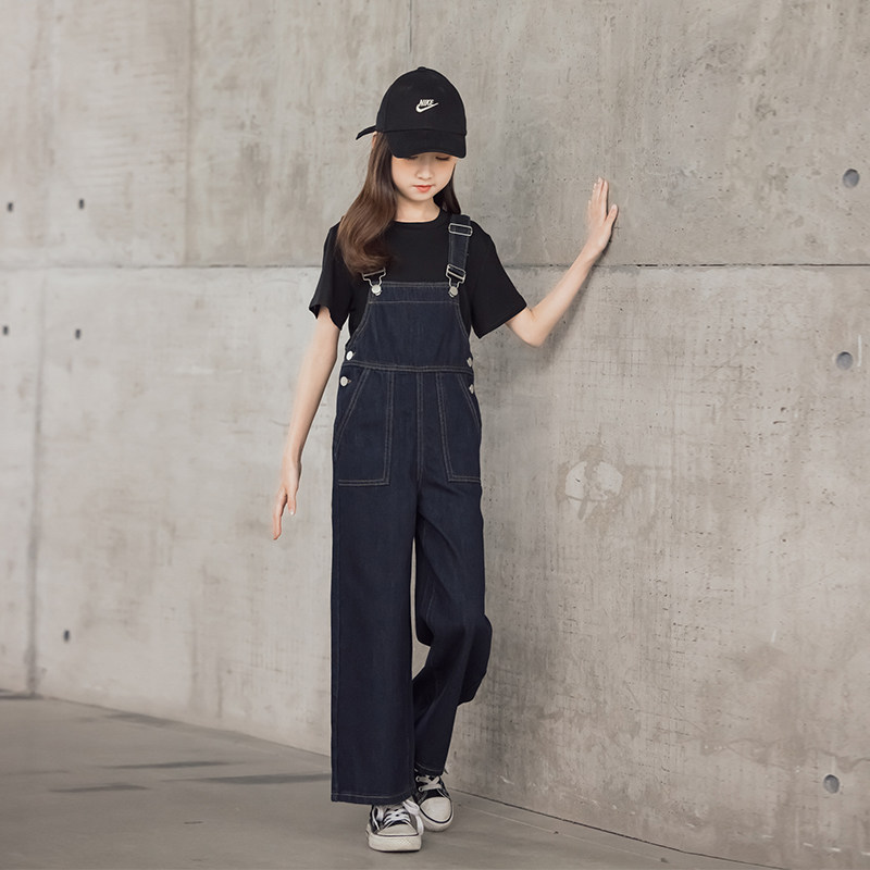 女童套装时尚时髦背带裤洋气11小女孩夏装13岁2023新款儿童两件套_虎窝淘