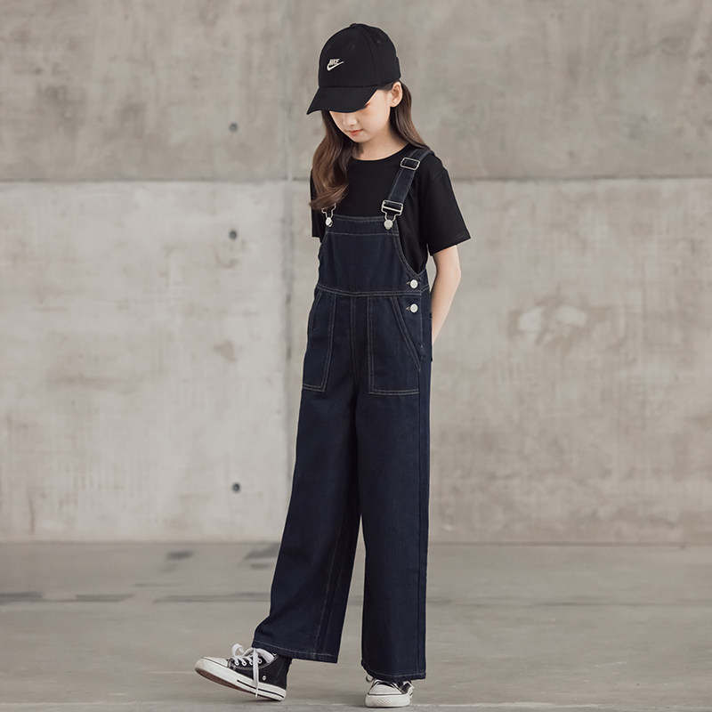 女童套装时尚时髦背带裤洋气11小女孩夏装13岁2023新款儿童两件套_虎窝淘