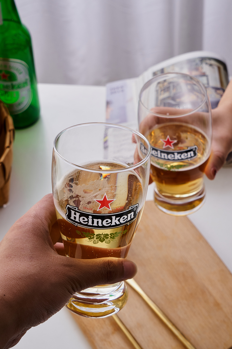 喜力啤酒专用杯商用Heineken玻璃酒杯家用高档精酿杯子定制logo_虎窝淘