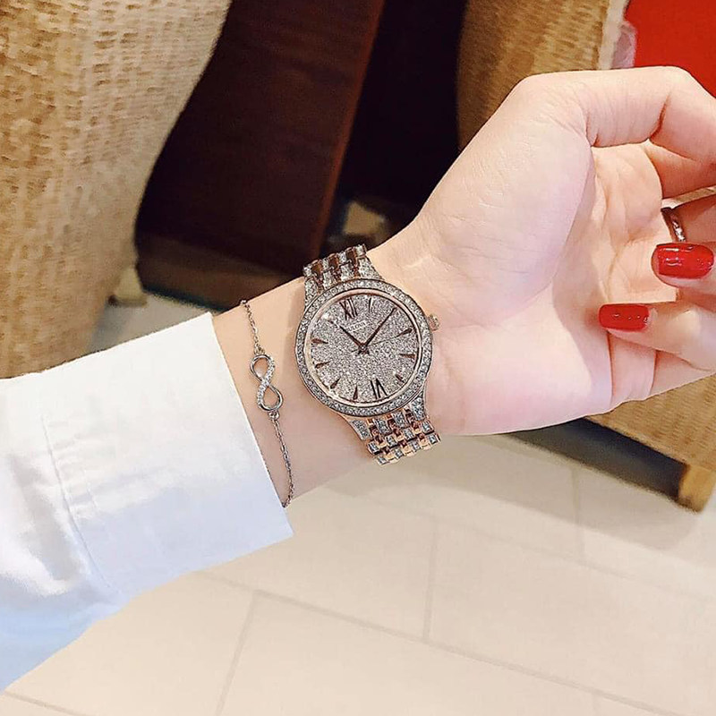 宝路华手表女Bulova 96L243时尚水晶密镶钻表盘钢带石英女腕表_虎窝淘