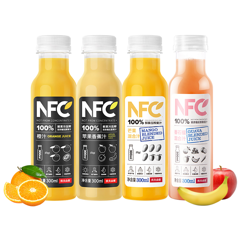 农夫山泉NFC100%橙汁300ml鲜果冷榨汁芒果混合汁苹果香蕉果汁饮料_虎窝淘