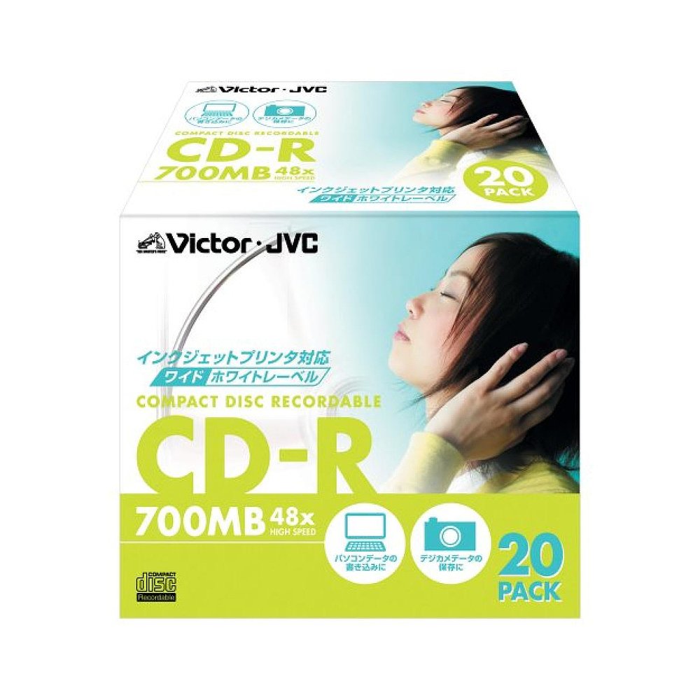 【日本直邮】Victor CD-R光盘 700MB 48倍速 20张 CD-R80PF20_虎窝淘