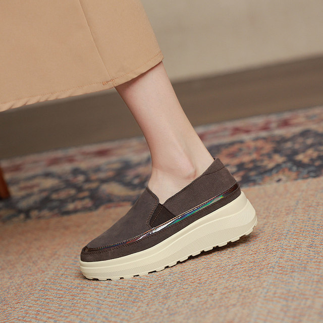 Fashionable sponge cake women's single shoes thick-soled genuine ...