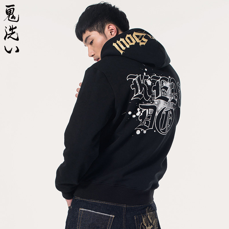 oniarai鬼洗秋季新品男士潮流外套潮牌印花休闲连帽卫衣男B24144_虎窝淘