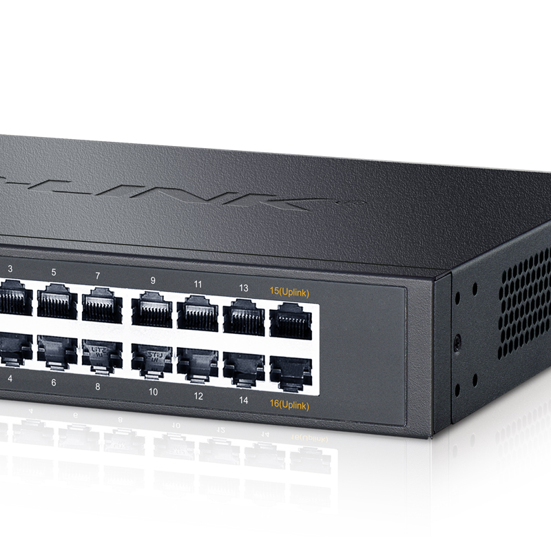 Tp Link16口全千兆网络交换机tl Sg1016dt机架式1000m接口分线器桌面tplink可分12路10个9路光纤监控vlan汇聚虎窝淘