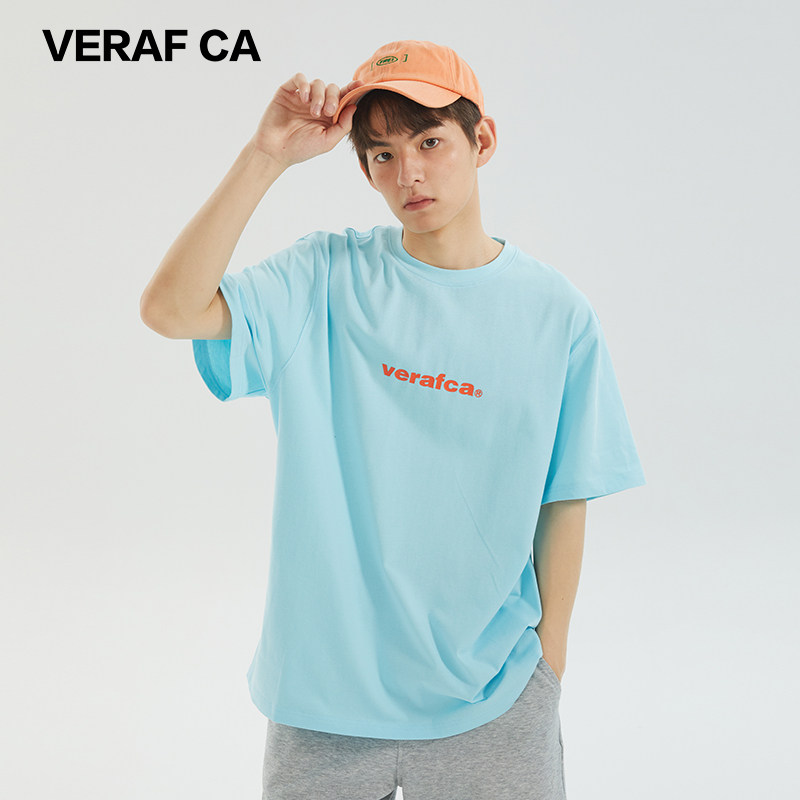 VERAF CA多色基础字母短袖男女夏季宽松潮流T恤休闲上衣情侣装_虎窝淘