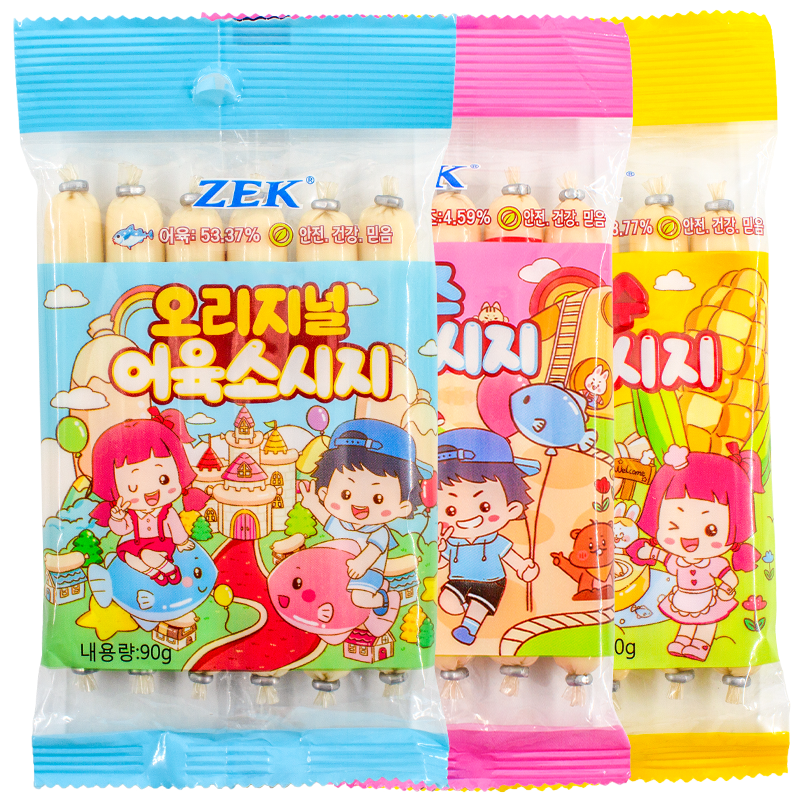 zek深海鳕鱼肠韩国进口原味鱼肉肠芝士味宝宝即食海味零食袋装90g_虎窝淘