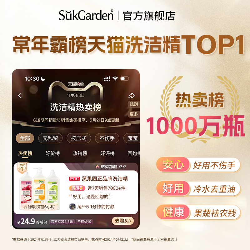 蔬果园橘彩星光餐具净1.28kg*2瓶