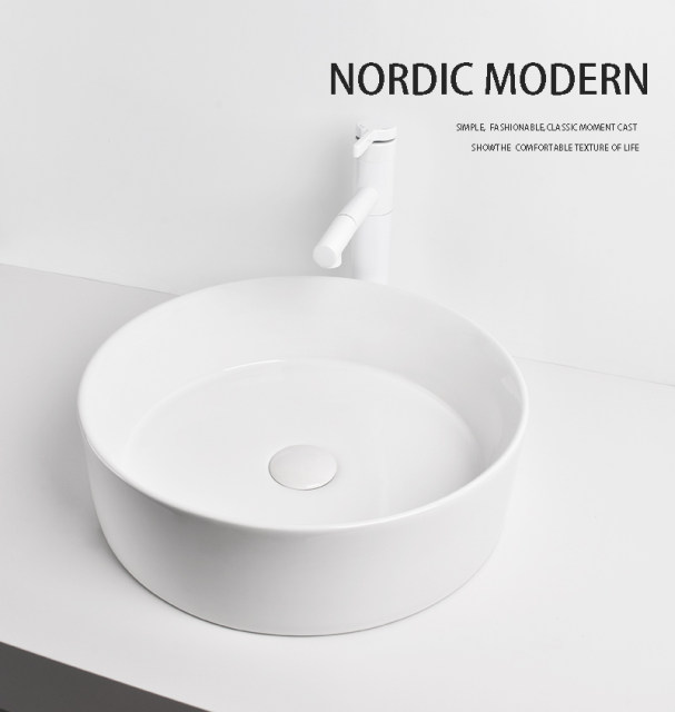 Round simple above-ground basin wash basin home balcony ceramic wash ...